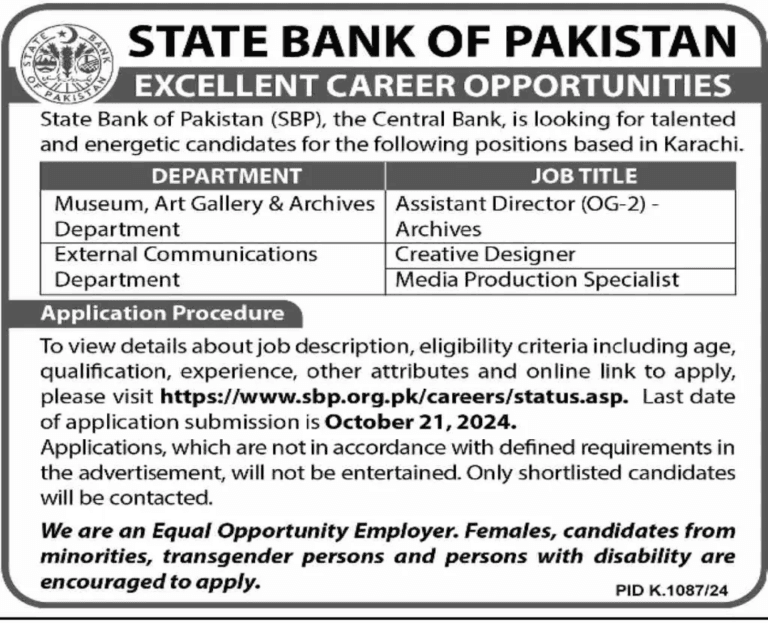 State Bank of Pakistan (SBP) Jobs 2024 — MCQS PLANETS